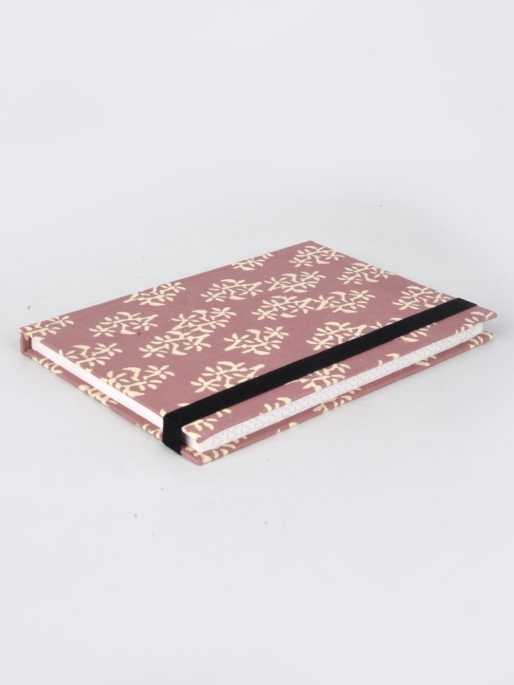 Small Flower Pattern Block Printed A5 Elastic Notebook