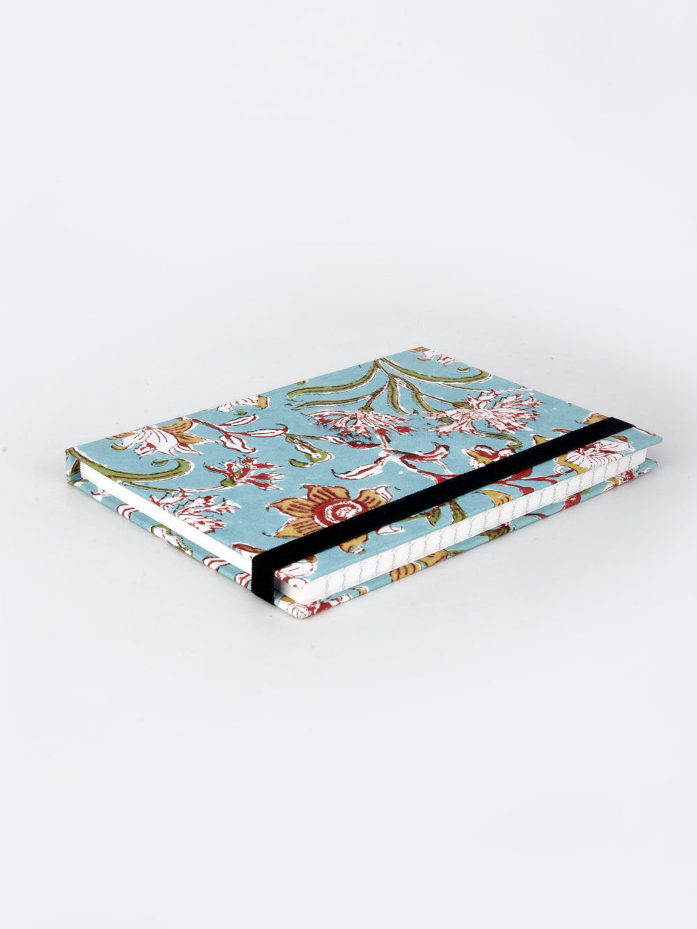Flowery Pattern Block Printed A5 Elastic Notebook