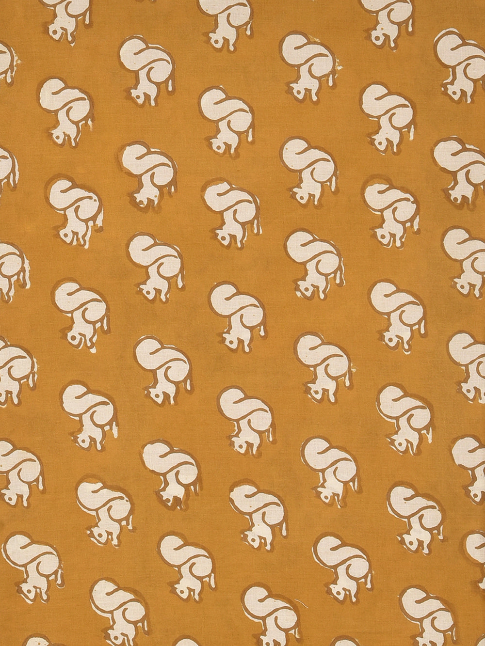 Bagru Yellow Gilaharee Squirrel Animal Pattern Hand Block Printed Cott