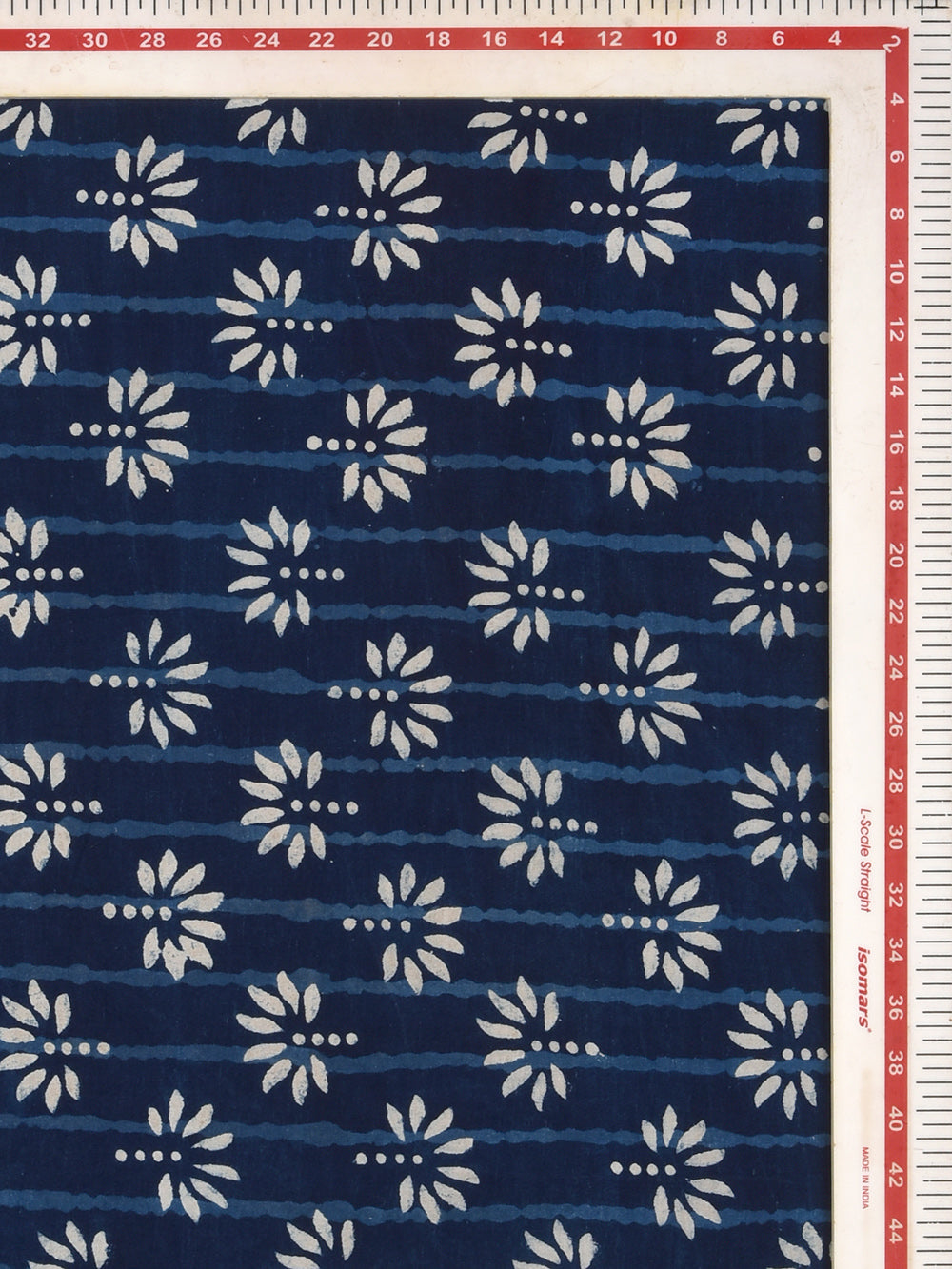 Daboo Indigo Pankhi Flower Cotton Cambric Fabric