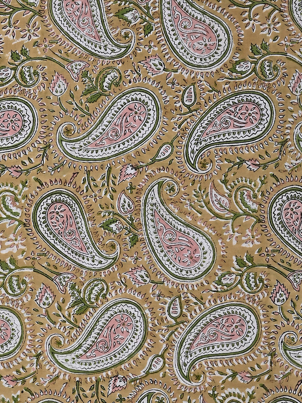 Yellow Gulab Kairi Jaal Pattern Cotton Cambric Sanganeri Hand Block Pr