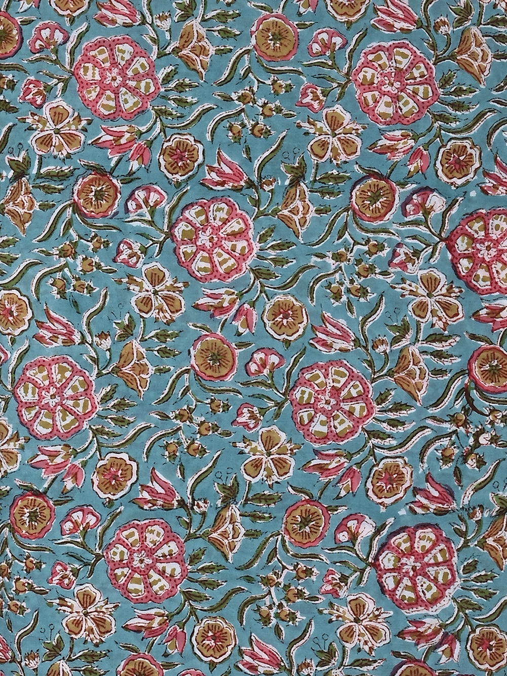 Blue Anokhi Jaal Pattern Cotton Cambric Sanganeri Hand Block Printed F