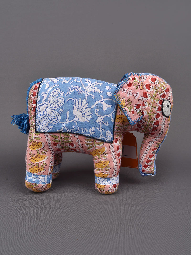 Elephant Hand Block Printed Fabric Soft Toy