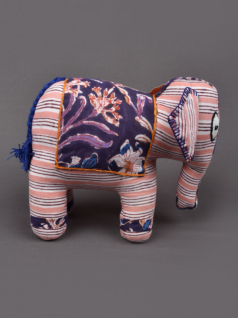 Elephant Hand Block Printed Fabric Soft Toy