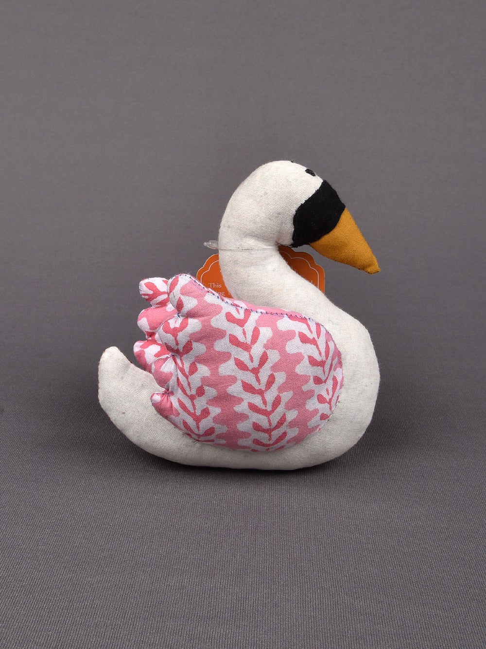 Swan Hand Block Printed Fabric Soft Toy