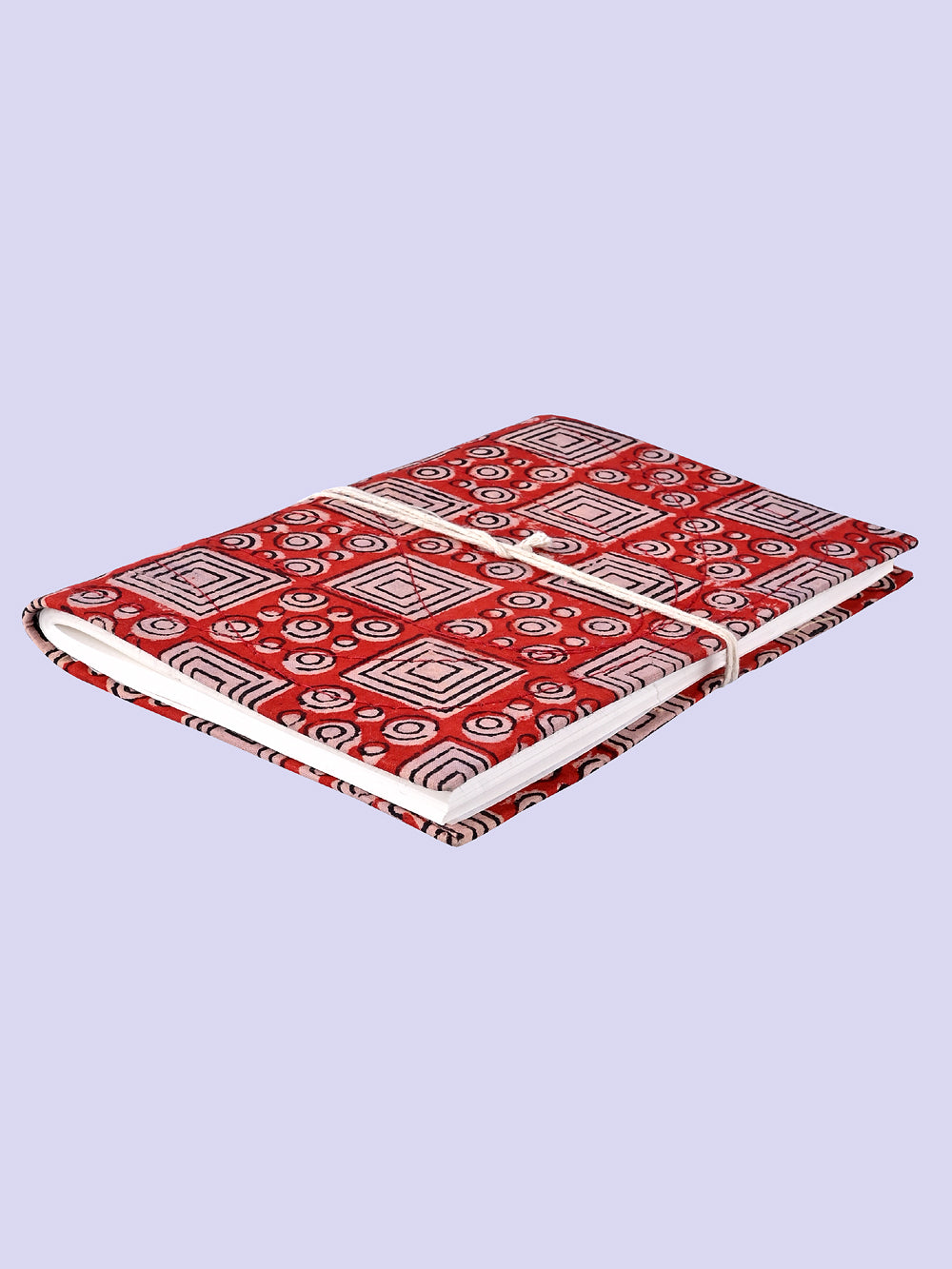 Bagru Red Geometric Squares Traditional Bahi Khata A5