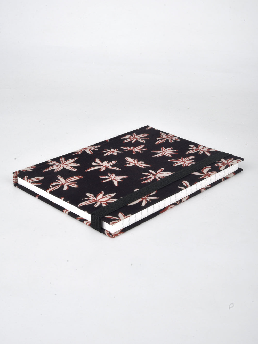 Flower Bloom Pattern Block Printed A5 Elastic Notebook
