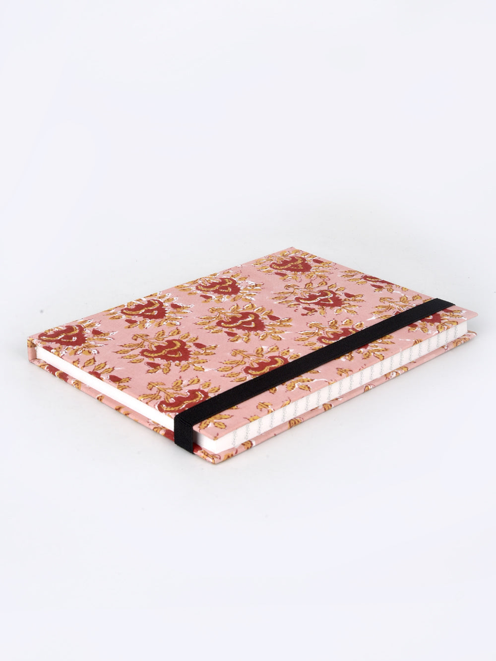 Floral Booti Block Printed A5 Elastic Notebook