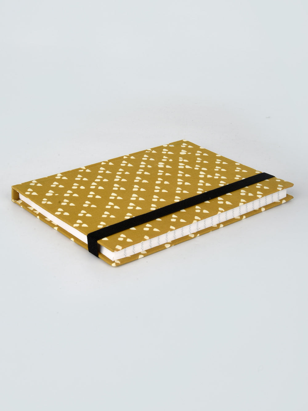 Yellow Monochrome Godna Hand Block Printed A5 Elastic Diary