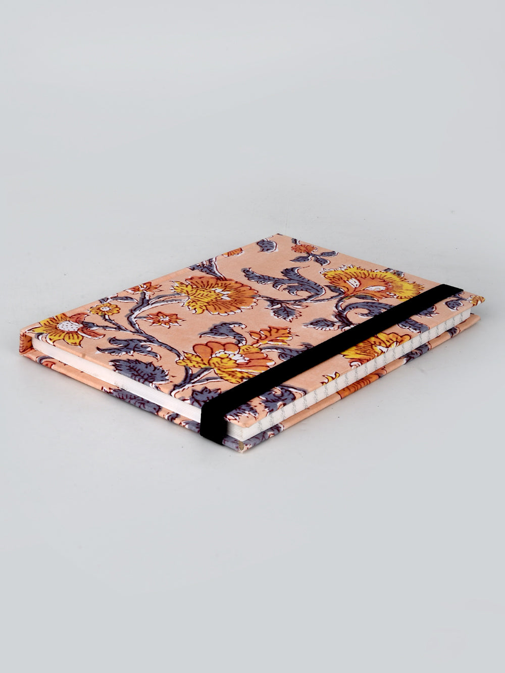 Sunrise Flower Bloom Pattern Block Printed A5 Elastic Notebook