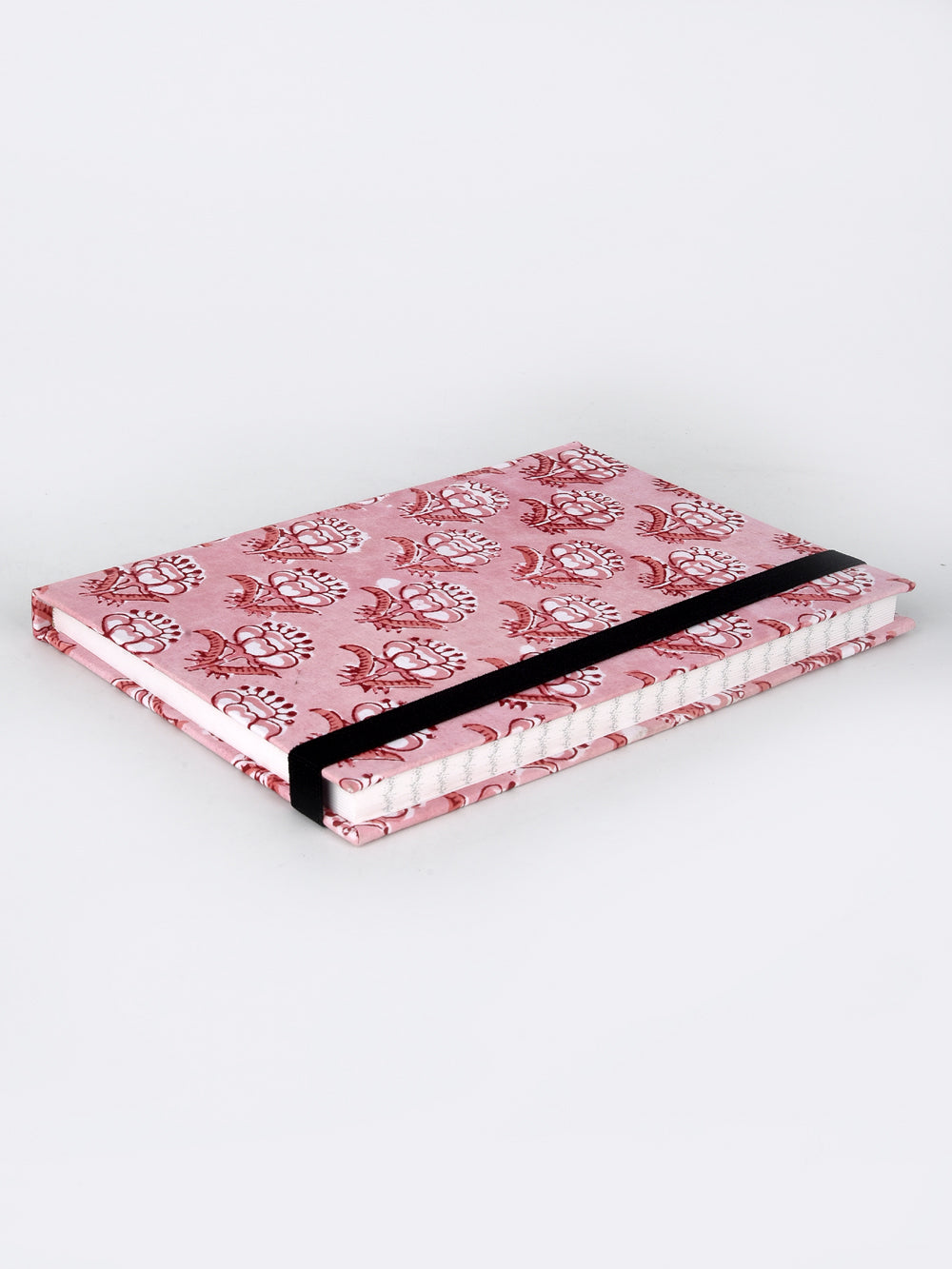 Hibiscus Flower Block Printed A5 Elastic Notebook