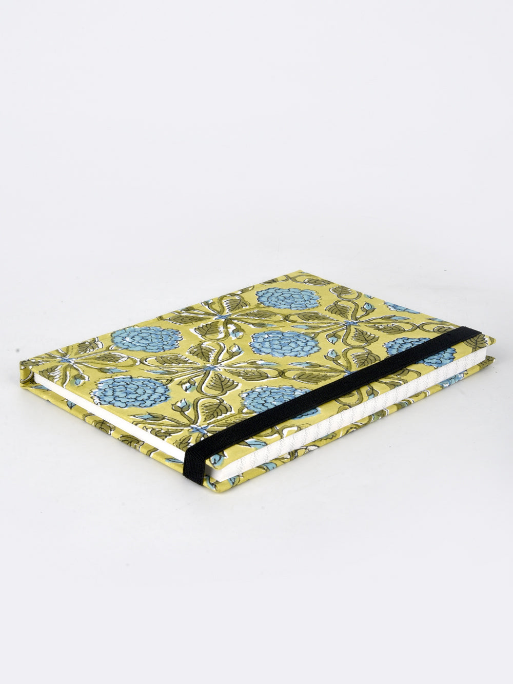 Hydra Flower Pattern Block Printed A5 Elastic Notebook