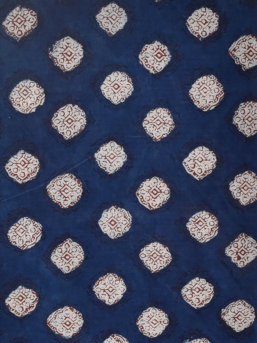 Indigo Daboo Natural Dyed Motif Stamp Pattern Cotton Cambric Fabric