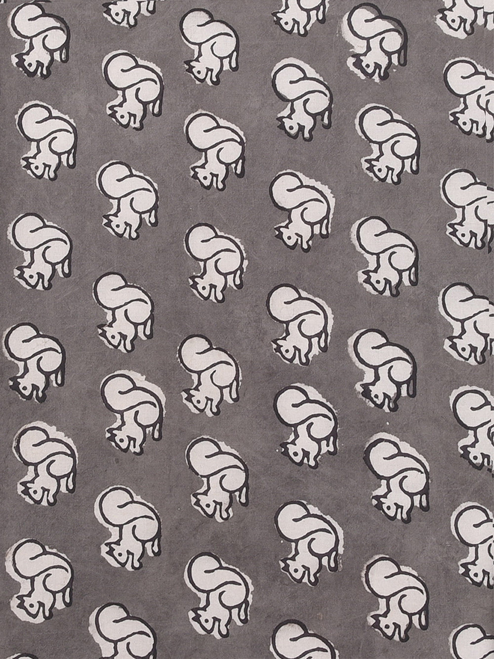 Daboo Grey Natural Dyed Gilaharee Squirrel Animal Pattern Cotton Cambr