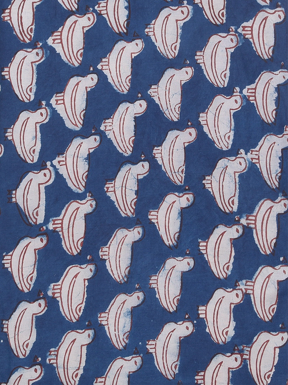 Indigo Daboo Natural Dyed Duck Outline Pattern Cotton Cambric Fabric