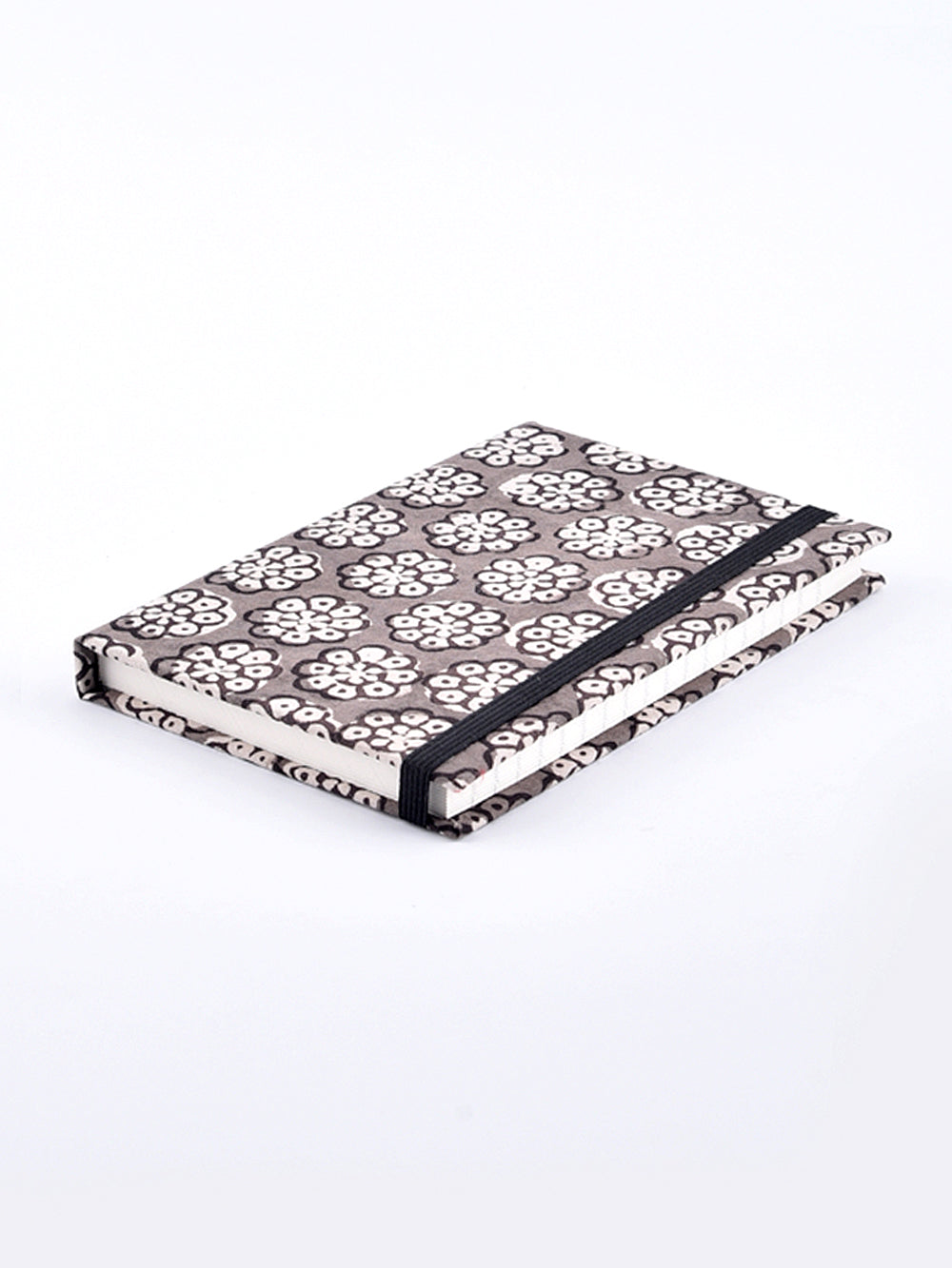 Floral Block Printed A6 Elastic Diary