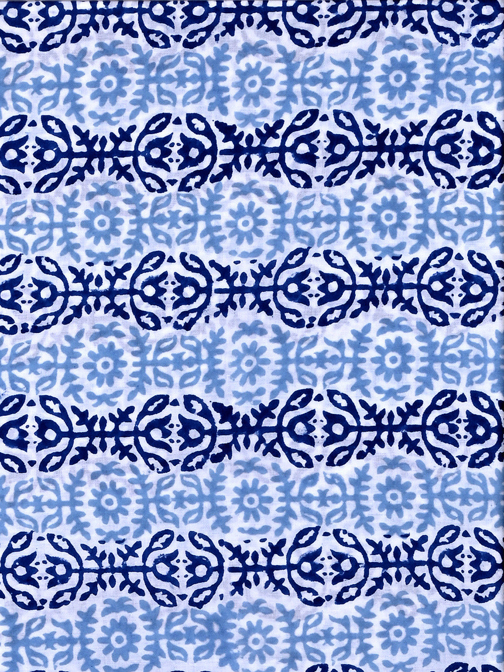 Blue Floral Jaal Flower Pattern Rapid Block Printed Fabric Sanganeri ...