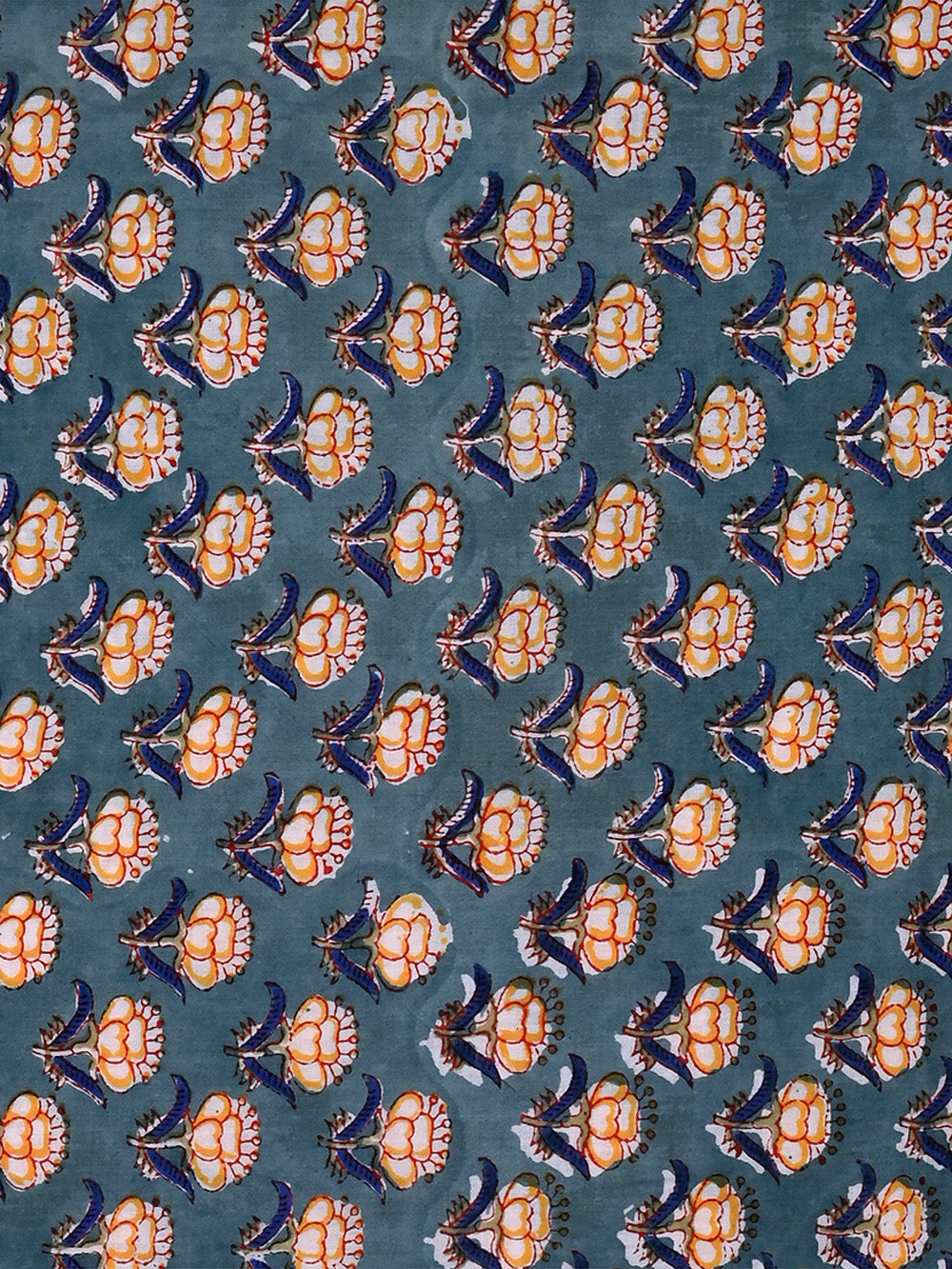 Green Jaipur Lotus Boota Flower Pattern Rapid Sanganeri Fabric