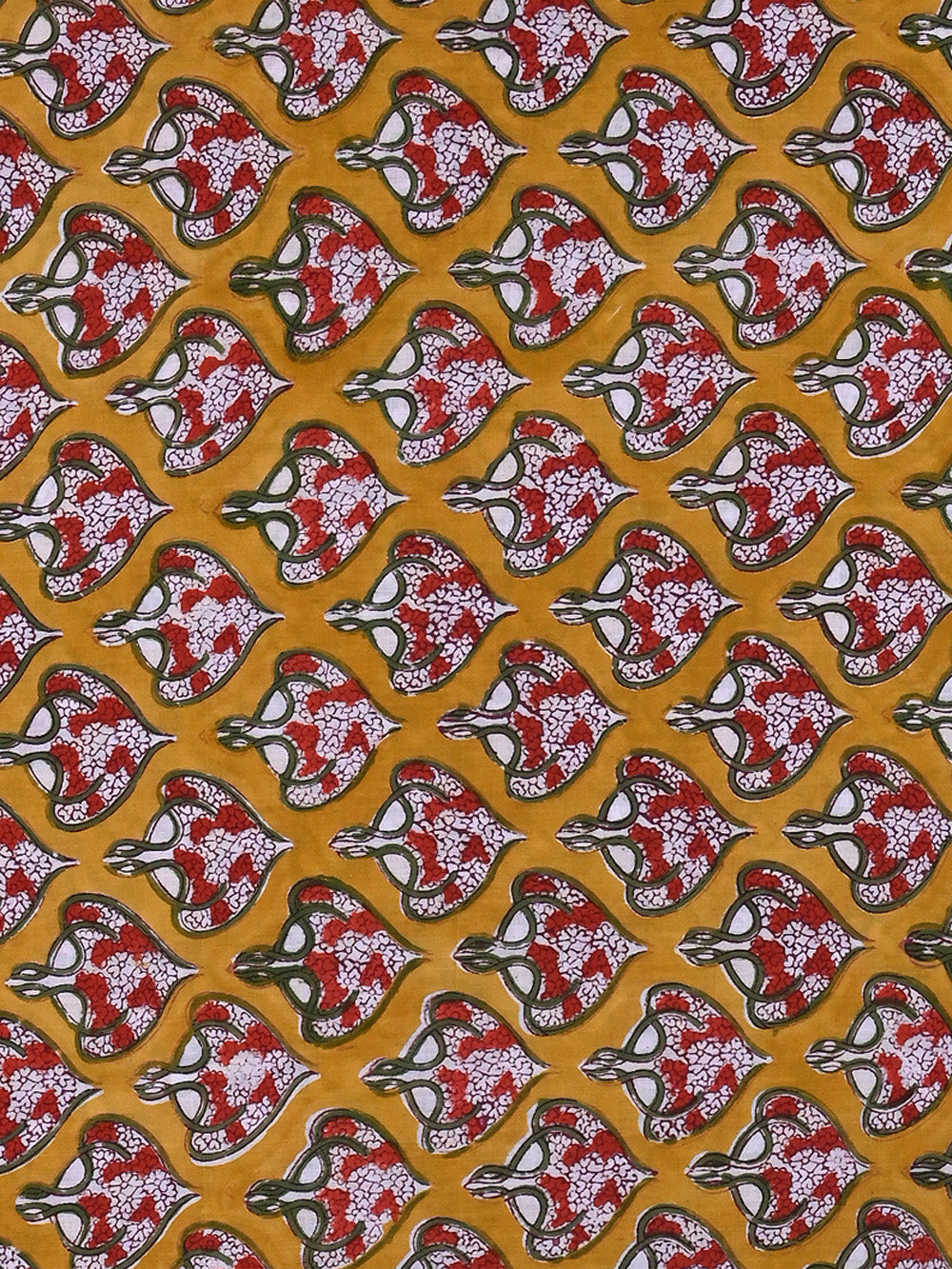 Yellow Manta Ray Boota Pattern Rapid Sanganeri Fabric