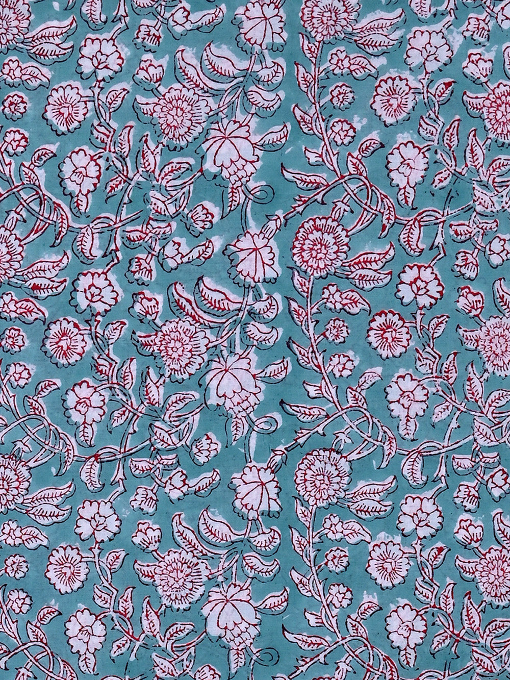 Light Blue Anokhi Jungle Forage Jaal Pattern Rapid Sanganeri Fabric