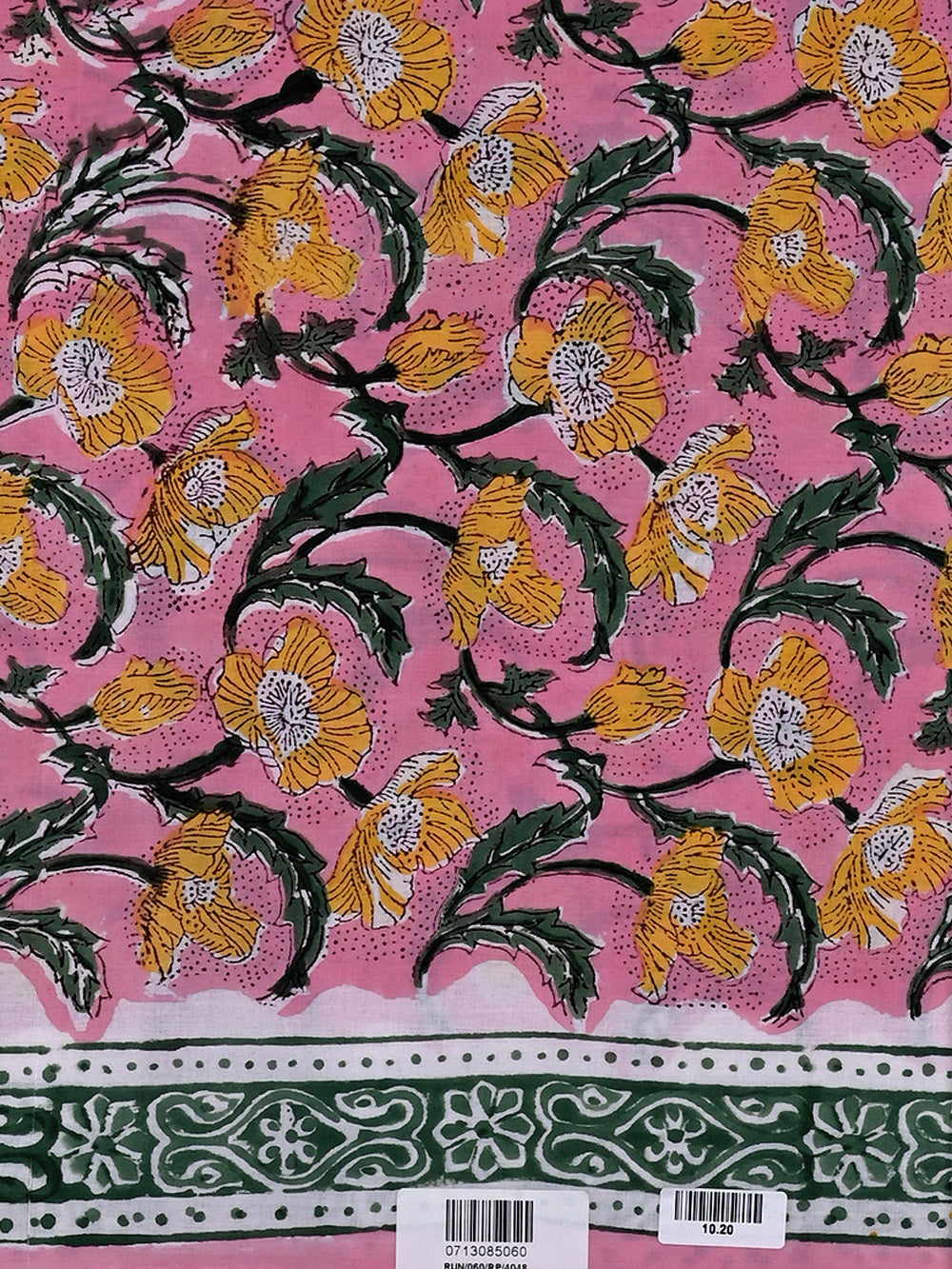Pink Anokhi Floral Bloom Dots Pattern Cotton Cambric Sanganeri Rapid Fabric