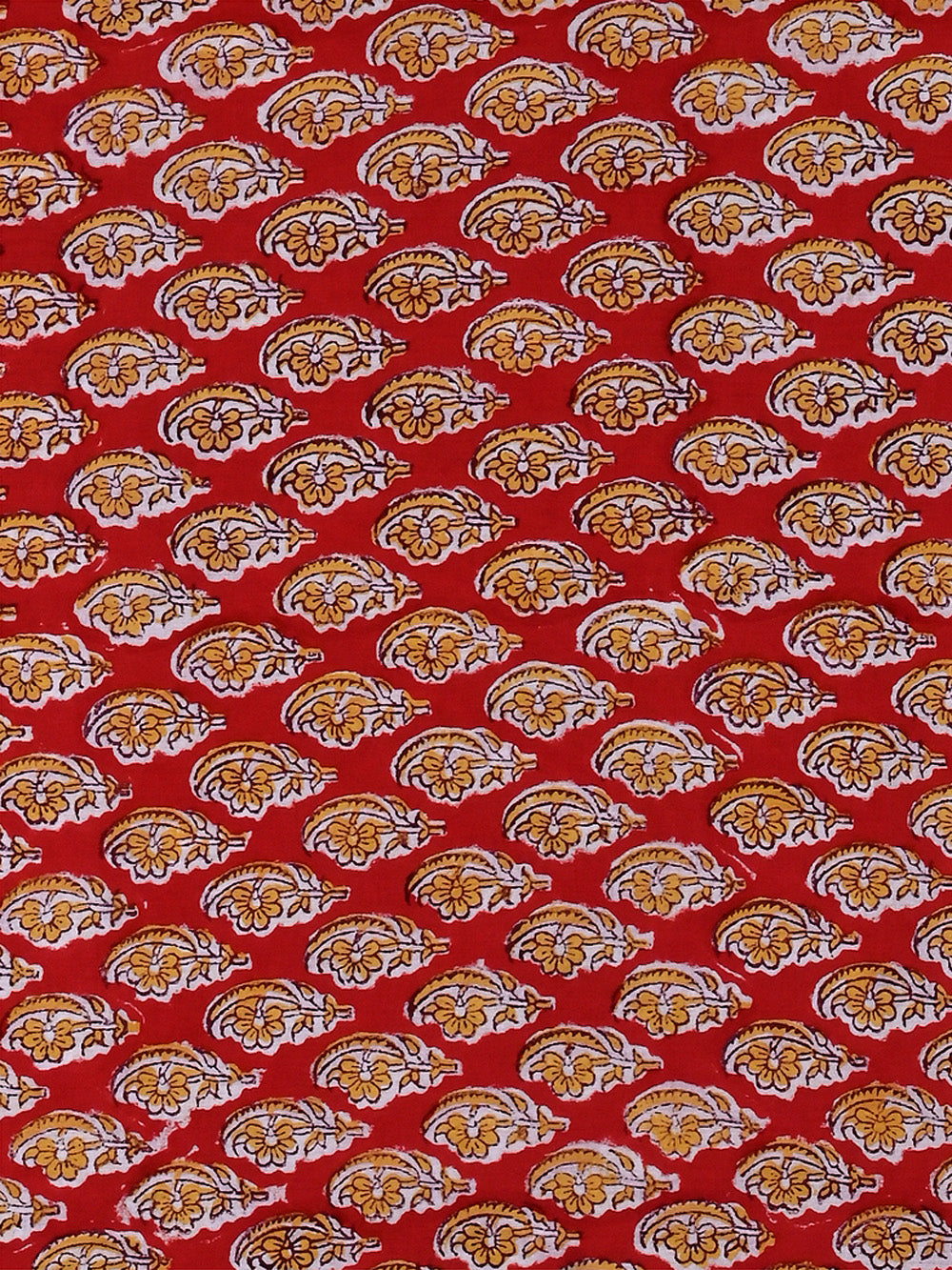 Red Small Kali Flower Bloom Booti Cotton Cambric Rapid Sanganeri Fabric