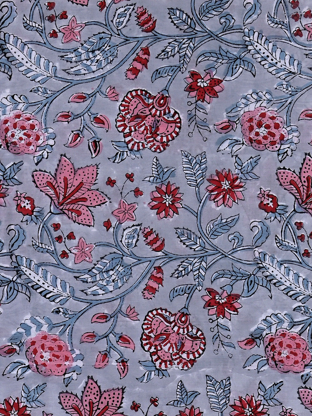 Blue Anokhi Chintz Flower Forage Pattern Cotton Cambric Sanganeri Rapid ...