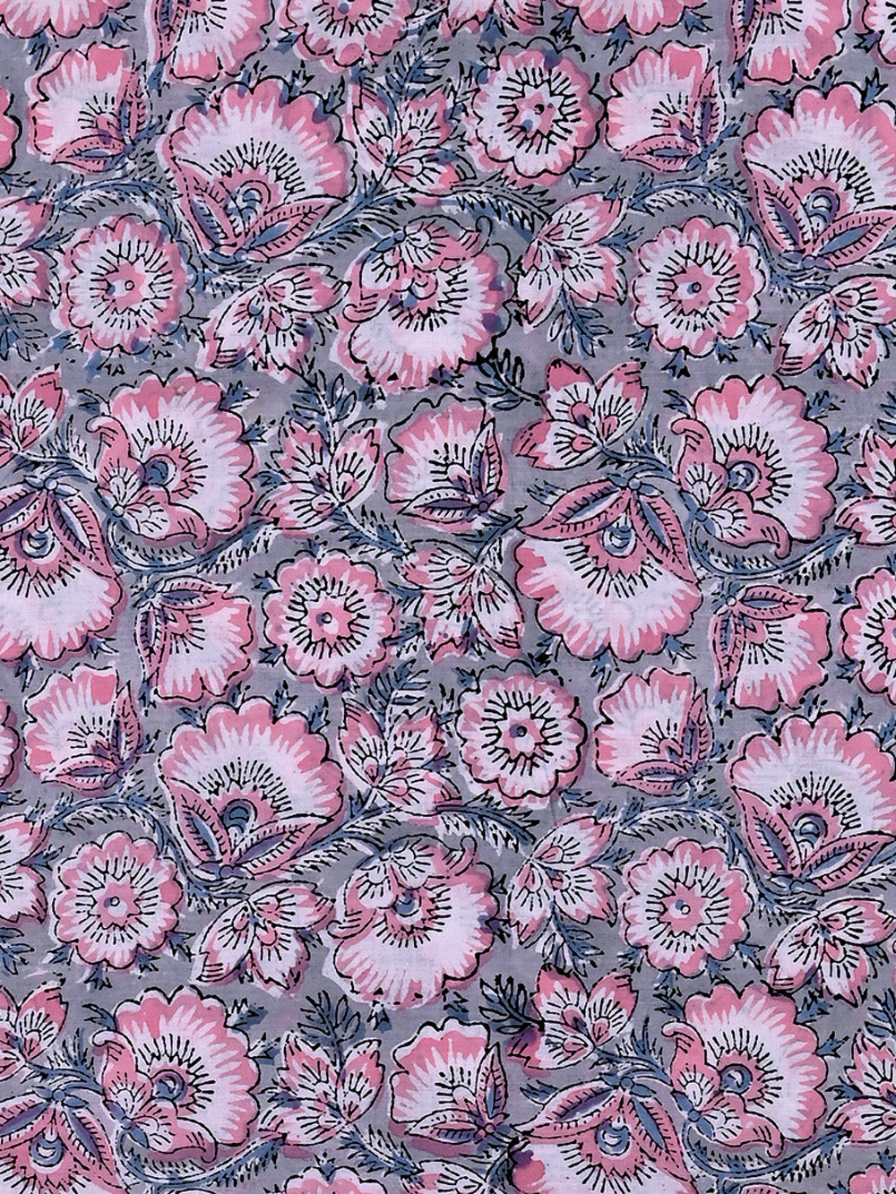 Light Blue Anokhi Chintz Multi Flower Forage Pattern Cotton Cambric ...