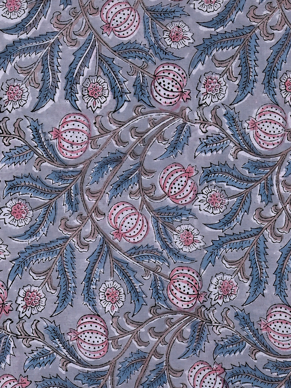 Light Blue Anokhi Chintz Pomegranate Flower Forage Pattern Cotton ...