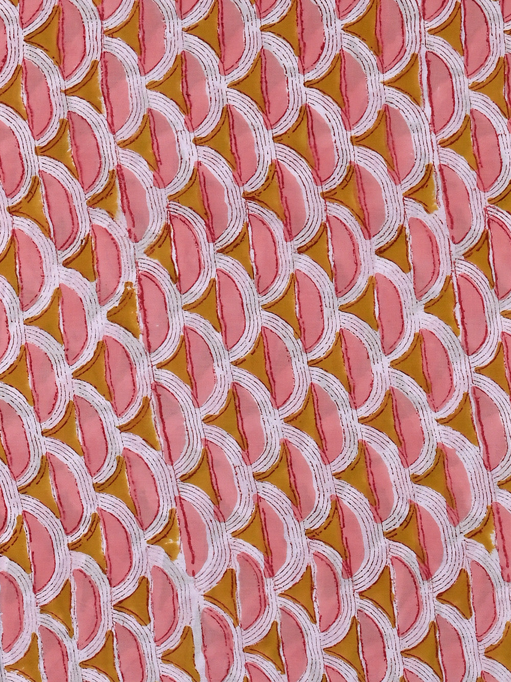 Pink Peach Abstract Rising Sun Pattern Cotton Cambric Sanganeri Block ...