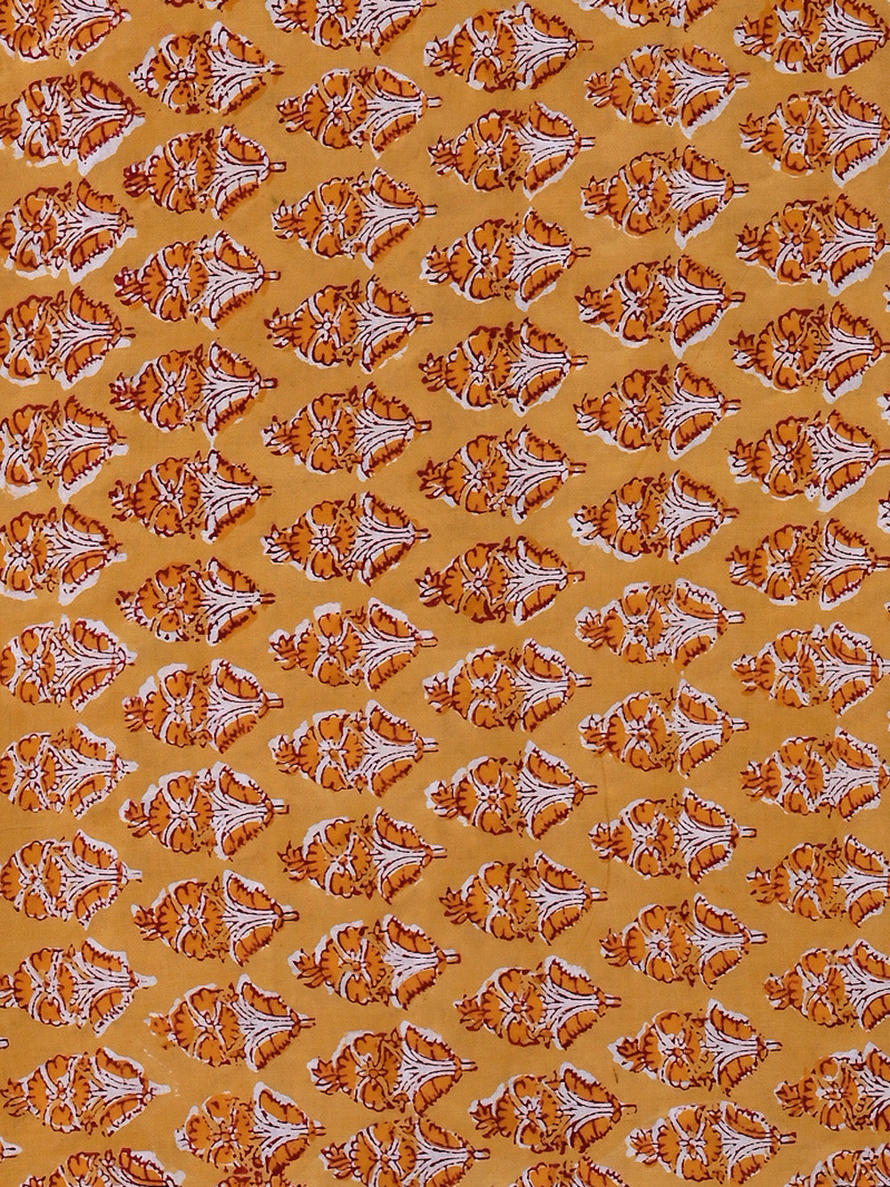 Yellow Heritage Flower Motif Booti Cotton Cambric Sanganeri Block ...